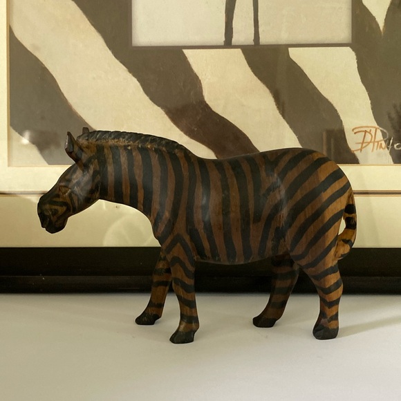 Talented Craftsman | Accents | Vintage African Hand Carved Wooden Zebra ...